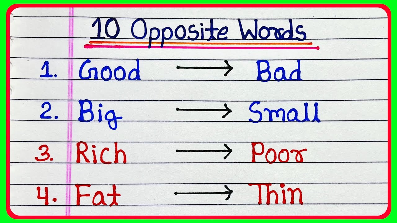 10 Opposite words in English | Easy opposite words | vilom shabd ...