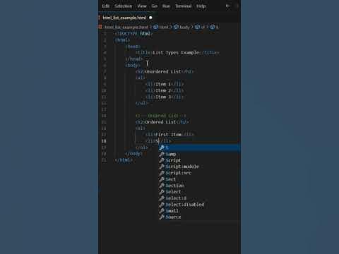 Html List Example Shorts #htmllanguage #html #coding #htmltutorial #htmlcss #htmlinhindi - YouTube