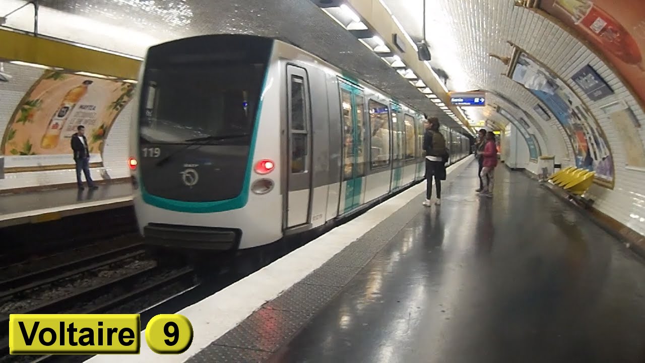 Métro de Paris : Voltaire | Ligne 9 ( RATP MF01 ) - YouTube