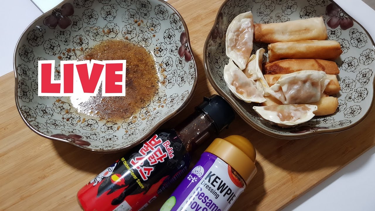 Spring Rolls And Samyang Fire Dumplings For Late Dinner LIVE - YouTube