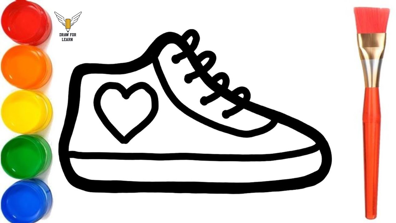 How to Draw shoe drawing, Painting and Coloring for Kids & Toddlers ...