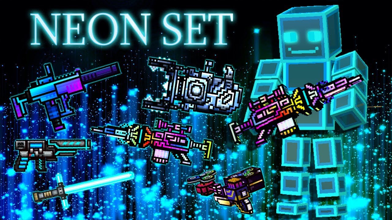 Pixel Gun 3D - Neon Set - YouTube