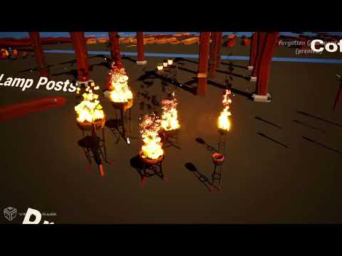 Low Poly Style Braziers Fire VFX made in Niagara