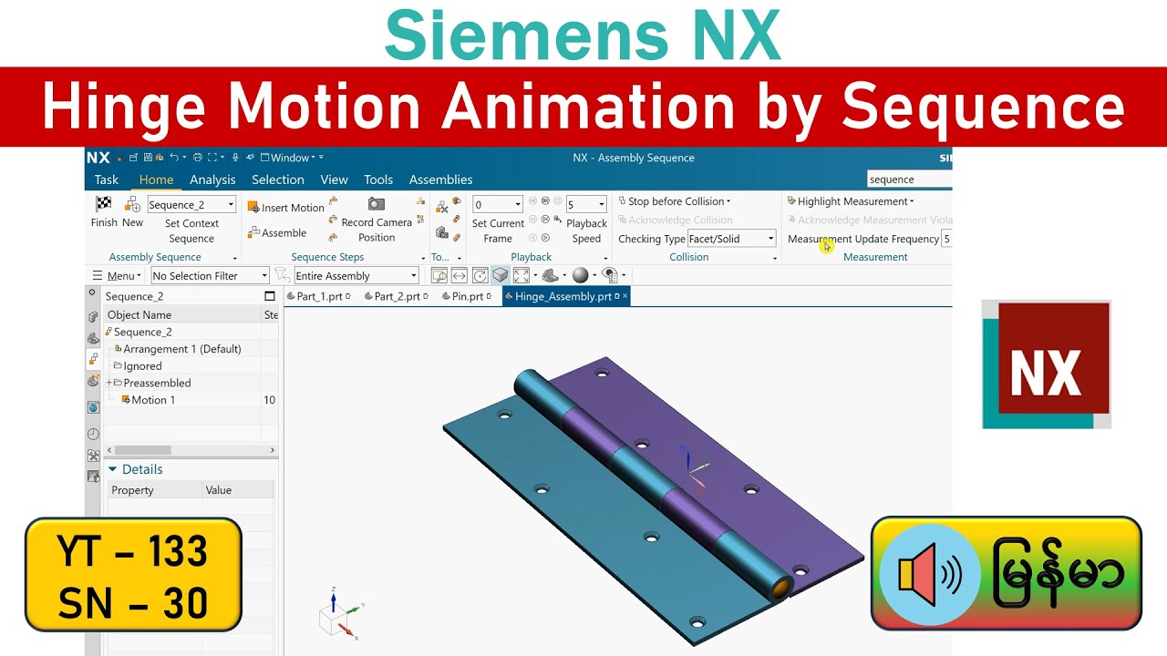 Siemens NX Hinge Motion Animation by Sequence | NX Animation Tutorial ...
