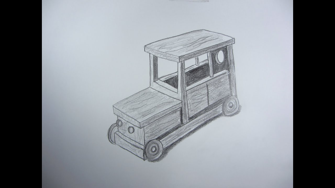How To Draw A Toy Wooden Car - YouTube