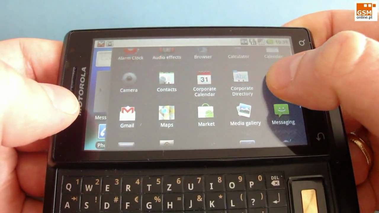 MOTOROLA MILESTONE - start systemu, ekran główny, menu, nawigacja ...