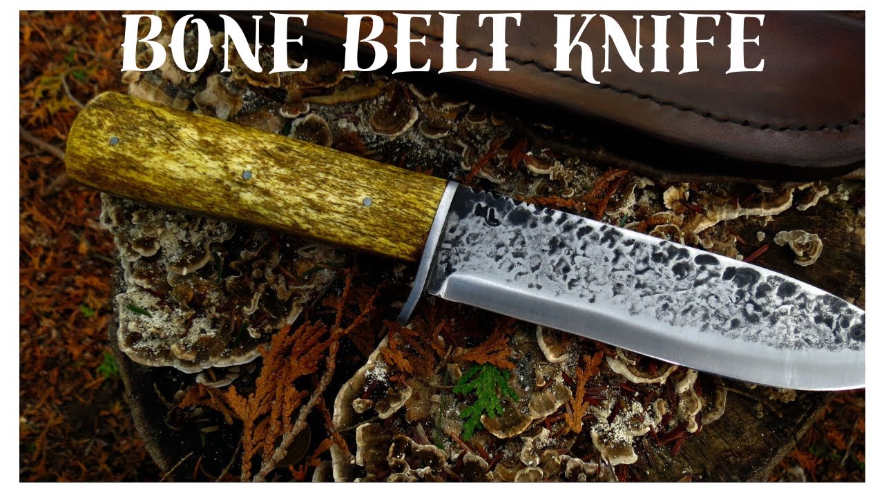 Bone Handled Belt Knife with Unique Blade and Guard - YouTube