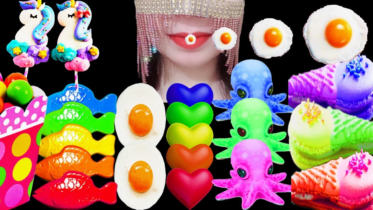 MOST POPULAR FOOD FOR ASMR *RAINBOW PARTY* JELLy, GAMMY, POPPING CANDY ...