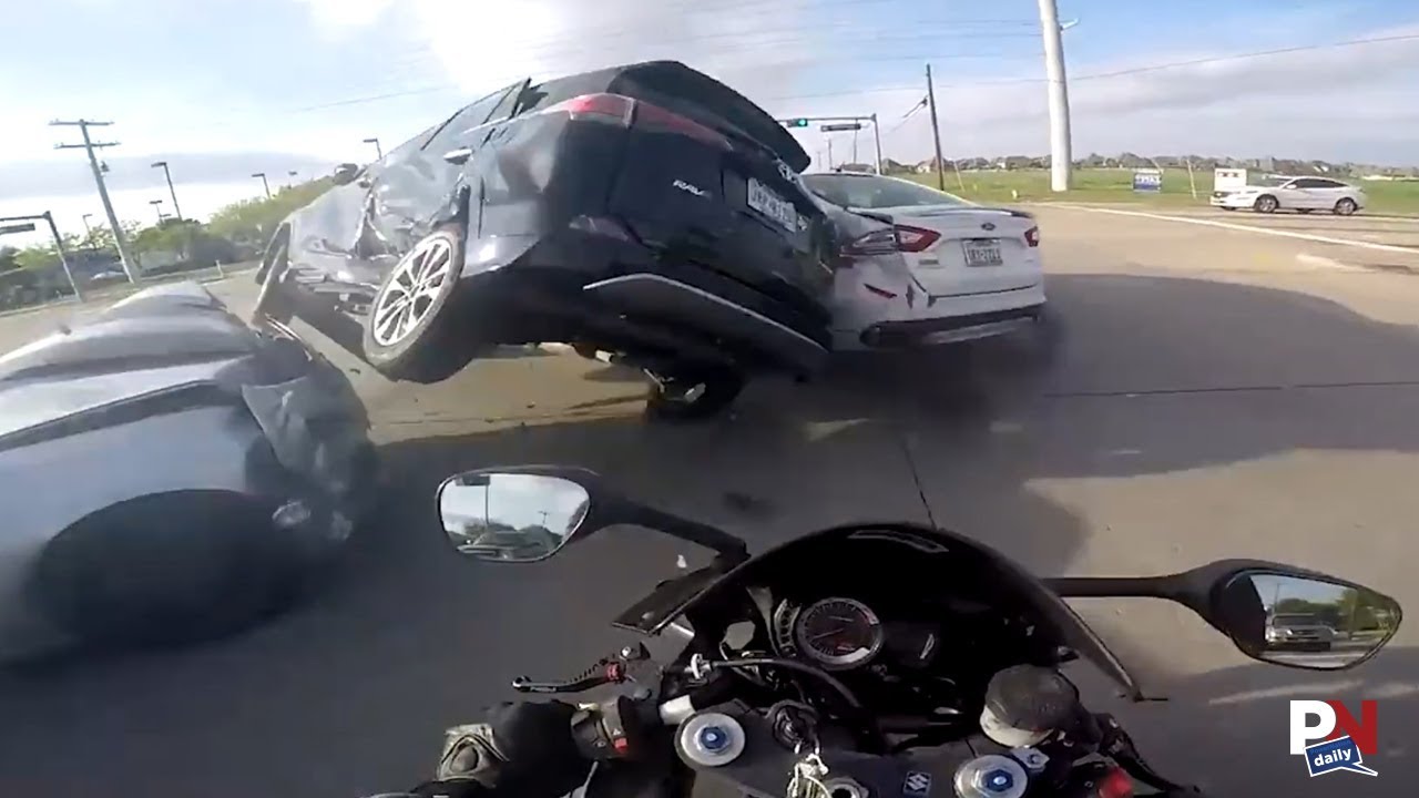Biker Was Lucky To Walk Away After This Intersection Crash - YouTube