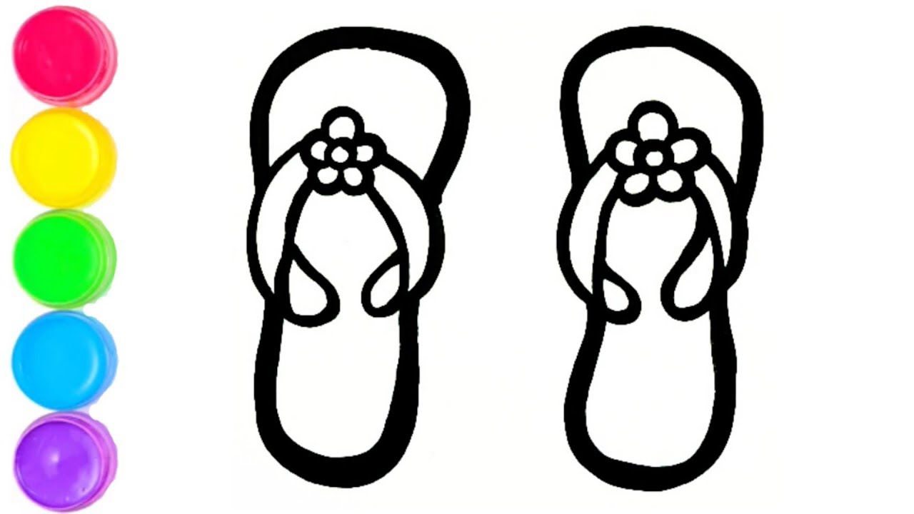 Draw slippers Beach slippers,girls sandal easy Step-By-Step Drawing For ...