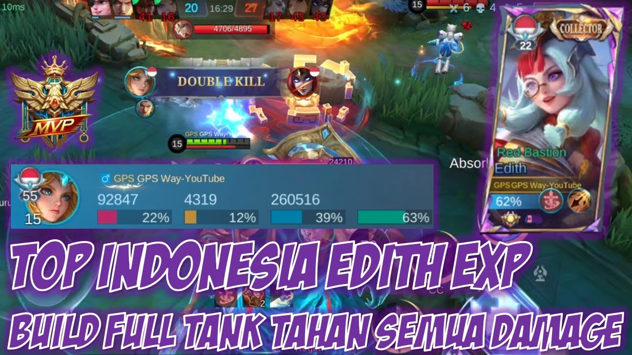 TOP INDONESIA EDITH GAMEPLAY, BUILD FULL TANK TAHAN DAMAGE PALING DEPAN ...