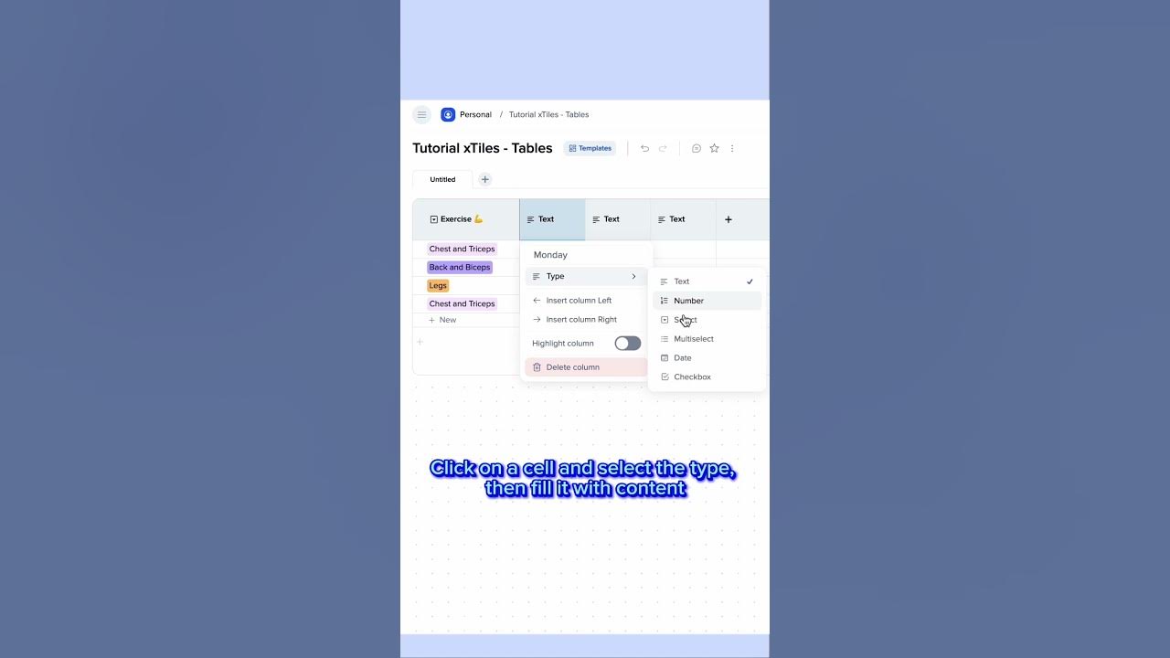 Tutorial xTiles -Tables/ How to create a table in xTiles #shortsvideo #xtiles #tutorial #shorts ...