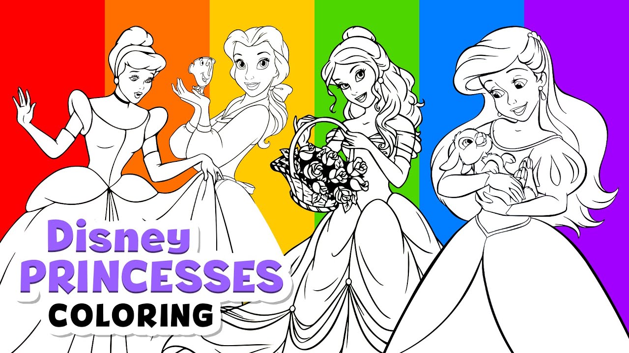 🌟 How to Color Disney princesses - Belle, Ariel, Cinderella 🎨 Abby Show ...
