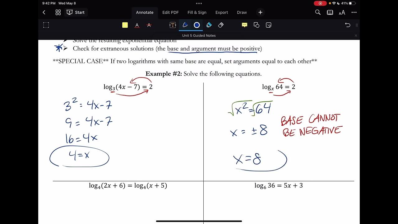 Solving Exponential & Logarithmic Equations - YouTube