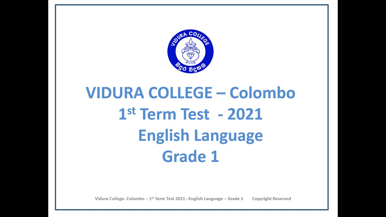 Grade 1 1st Term Test 2021 English Guidance Video - YouTube
