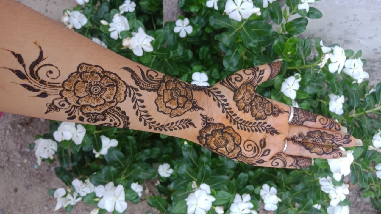 Unique flower mehandi design|beautiful Flower mehandi design. Front ...