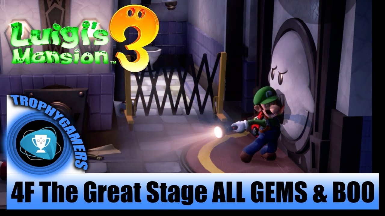 Luigi's Mansion 3 - ALL GEMS & BOO Location - 4F The Great Stage - YouTube