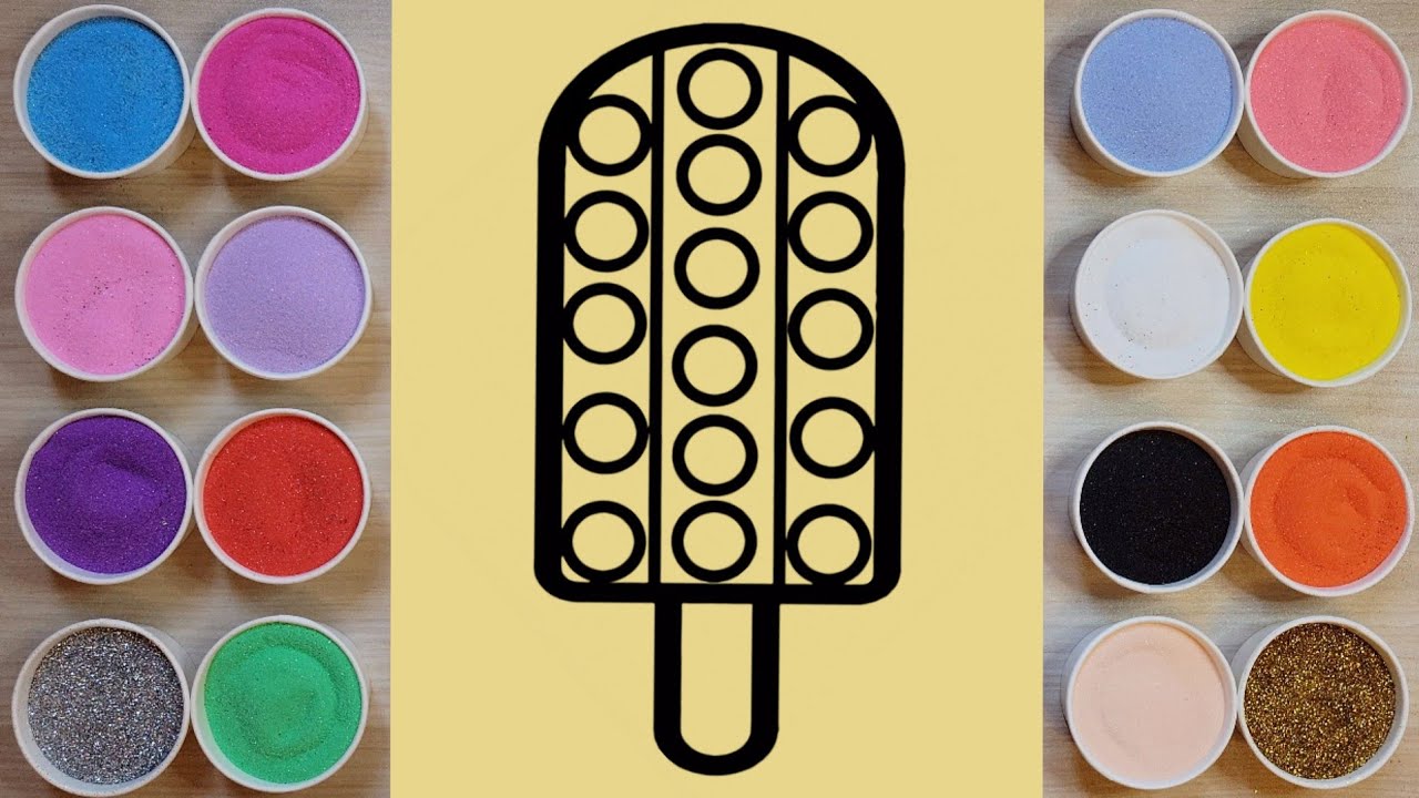 [手工沙畫]Sand Painting pop it Popsicle｜How to draw pop it popsicle easy ...