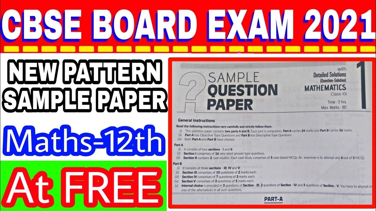 CBSE 2021 BOARD EXAM BIG CHANGES IN PAPER PATTERN - NEW SAMPLE PAPER ...