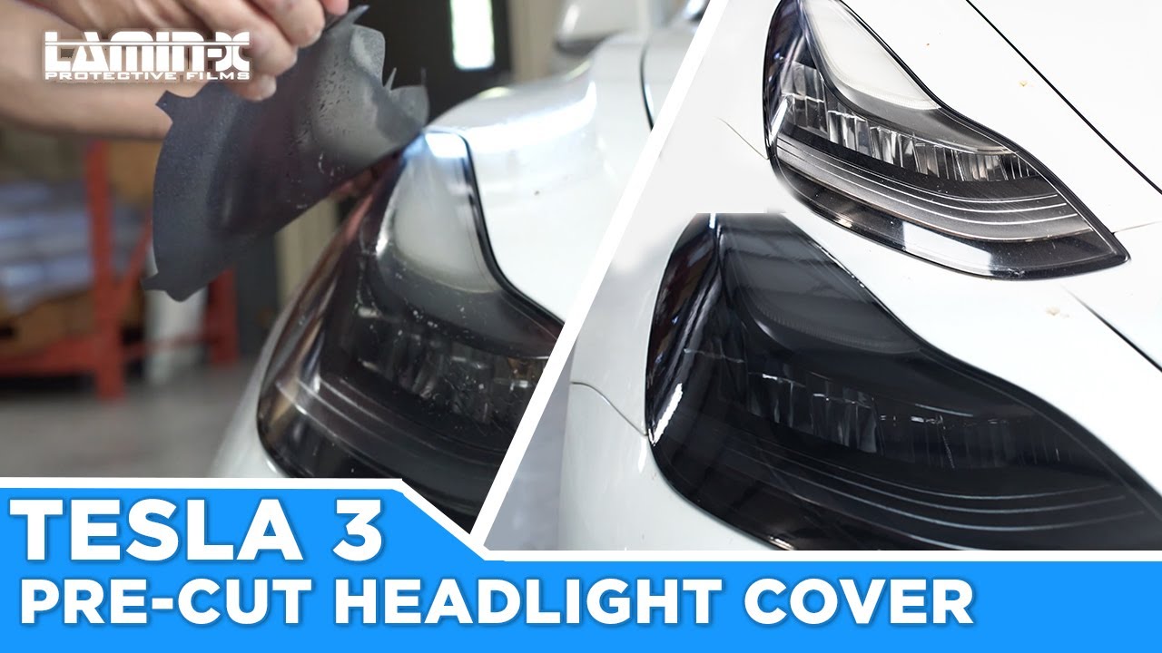 How to tint the Headlights on a Tesla Model 3 with Lamin-x pre-cut ...