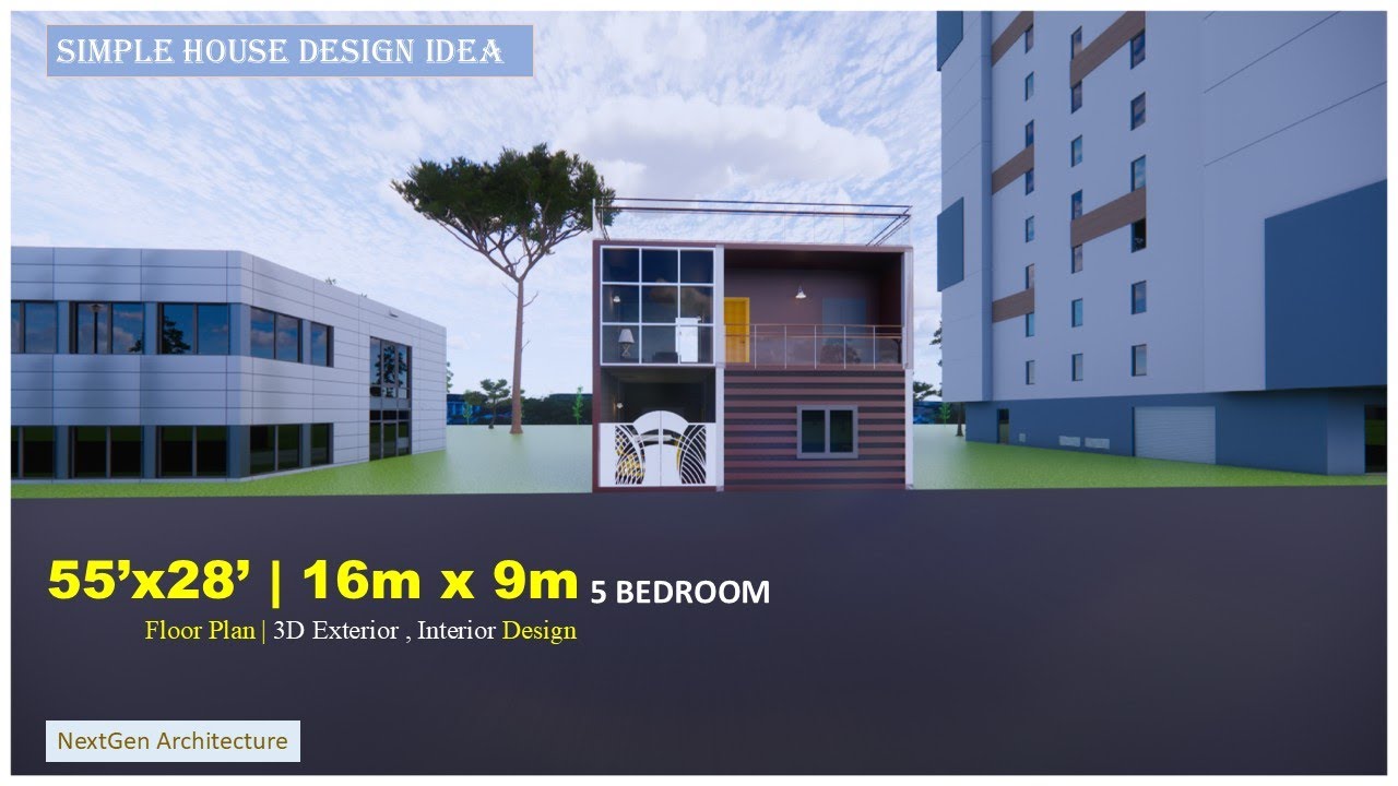 House Design | Modern House | 16m x 9m | 55' x28' with 5 Bedrooms ...