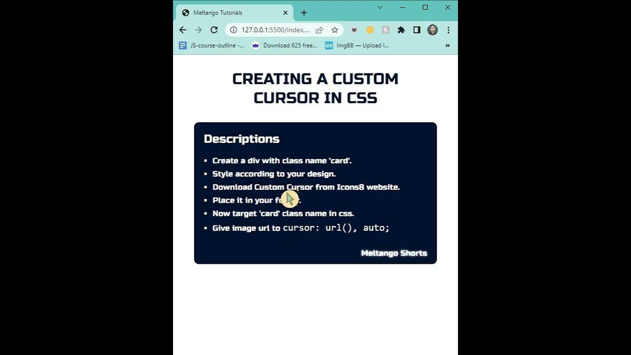 Custom Cursor In Css Css3 Csstricks Shorts Frontend Youtube