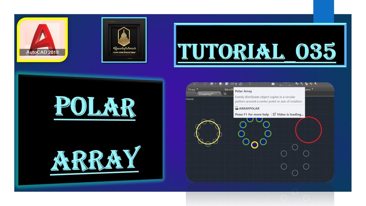 Polar Array in AutoCAD/ पोलर ऐरे। (Part-3) #Rpandeytutorials - YouTube
