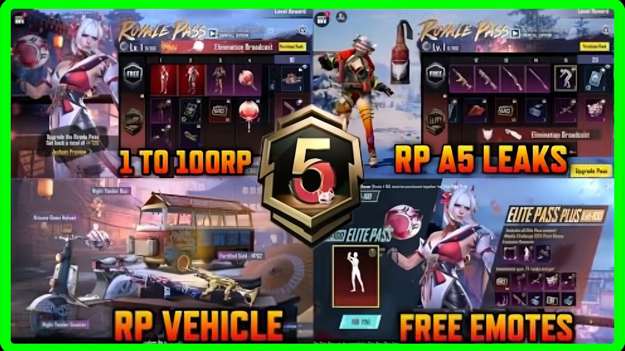 A5 ROYAL PASS 1 TO 100Rp LEAKS | PAN UPGRADE | RP VEHICLE SKIN | 90Rp ...