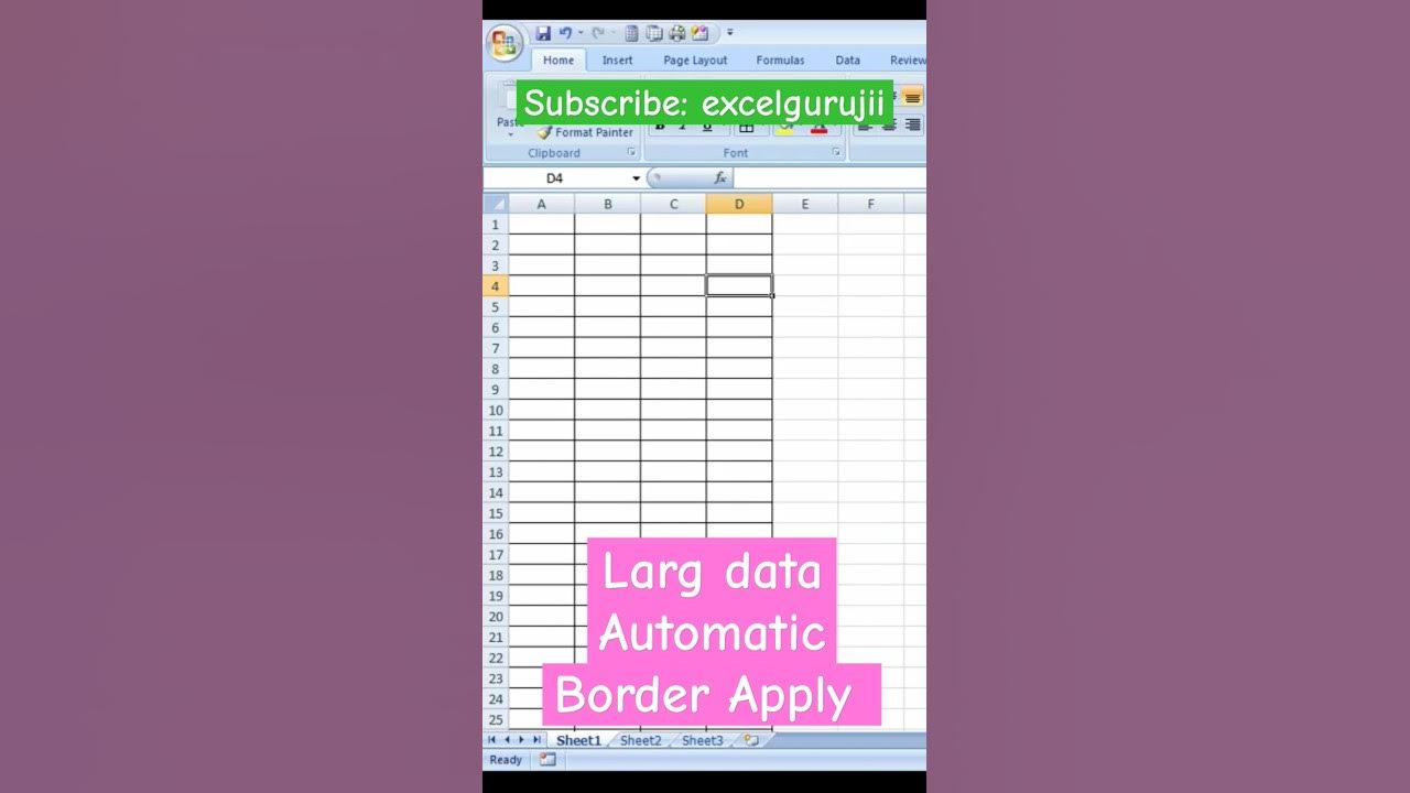 Automatic Border apply on large data in excel #exceltips - YouTube