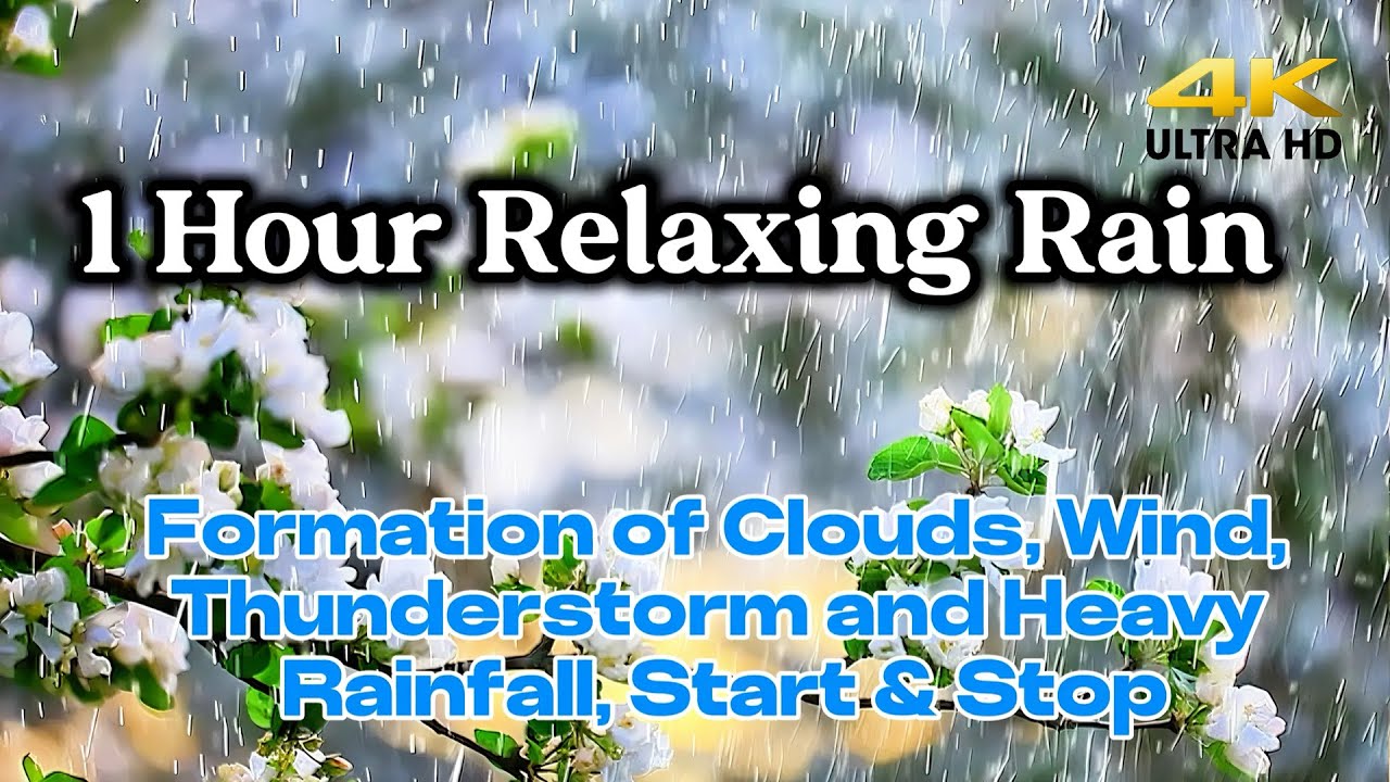 1 Hour Thunderstorm Rain Video | Cloud Formation to Heavy Rain ...
