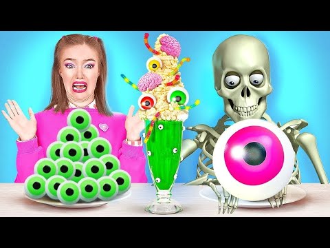 AMAN TANRIM! OKULDA BİR ZOMBİ || 123 GO! FOOD Jöle — Çikolata — Gerçek Yiyecek Meydan Okuması!