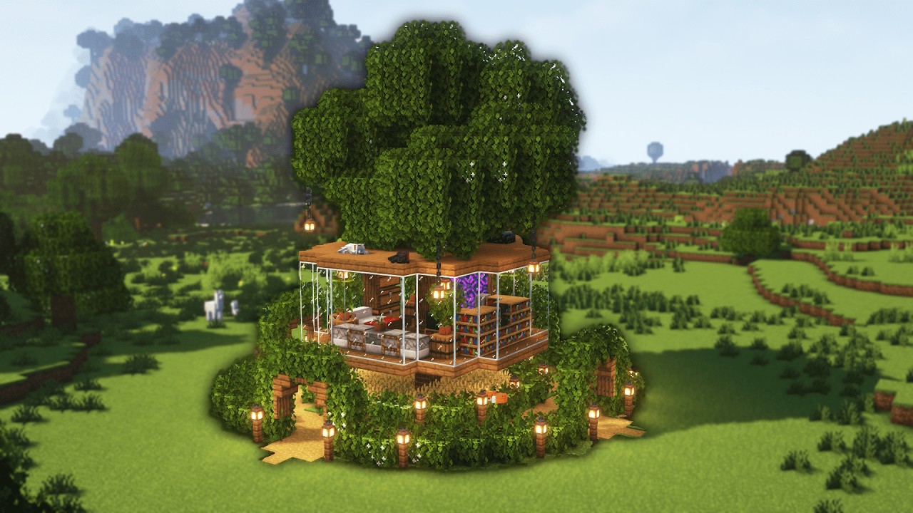 Minecraft EASY Survival Oak Tree House Tutorial 🌳 | How to Build #5 ...