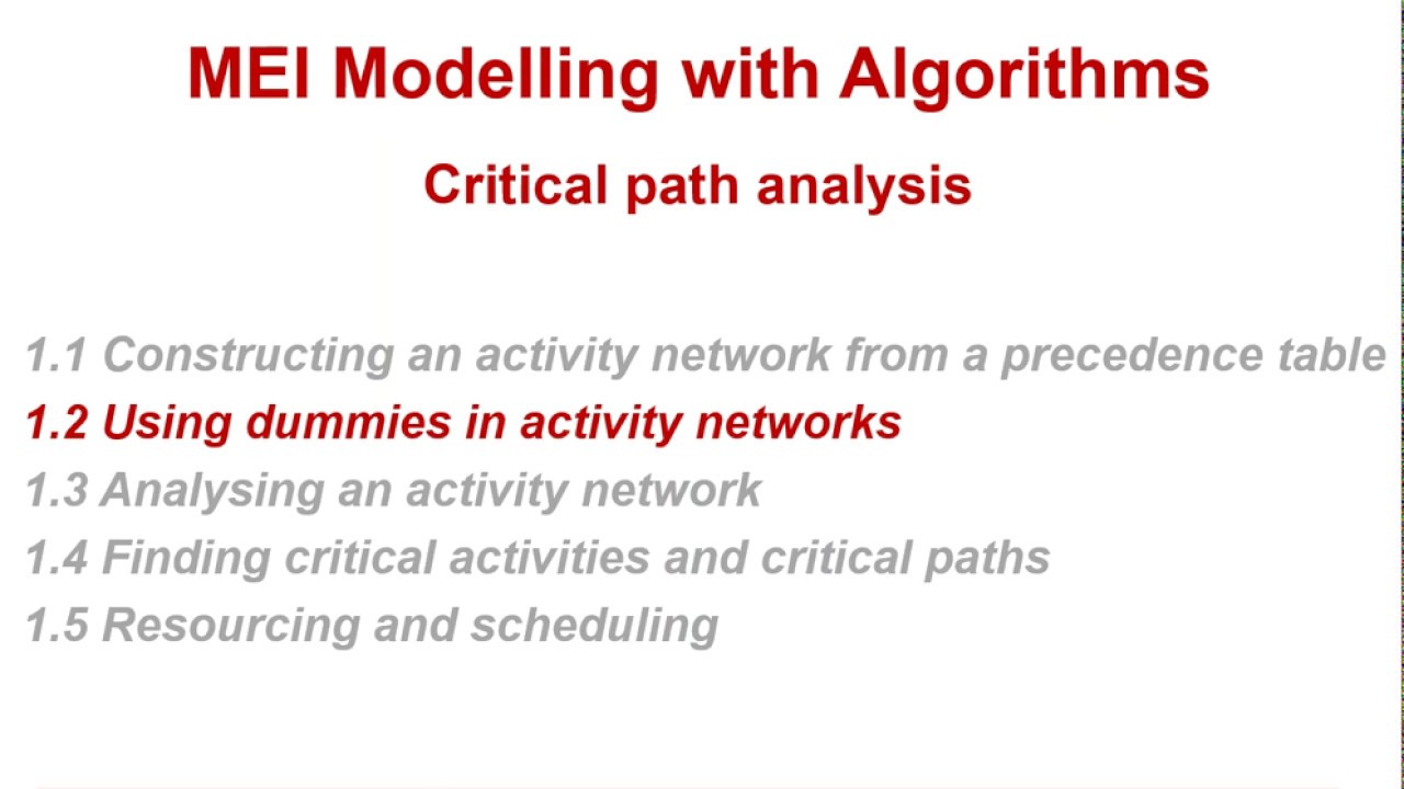 MEI Modelling with Algorithms: Critical path analysis 1-2 - YouTube