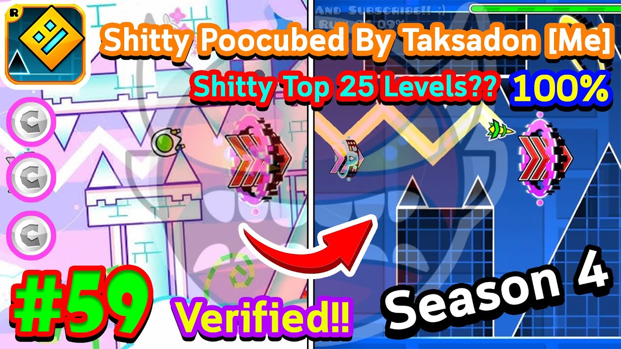 Geometry Dash #59 : Shitty Poocubed 100% By Taksadon [Me] [Verified ...