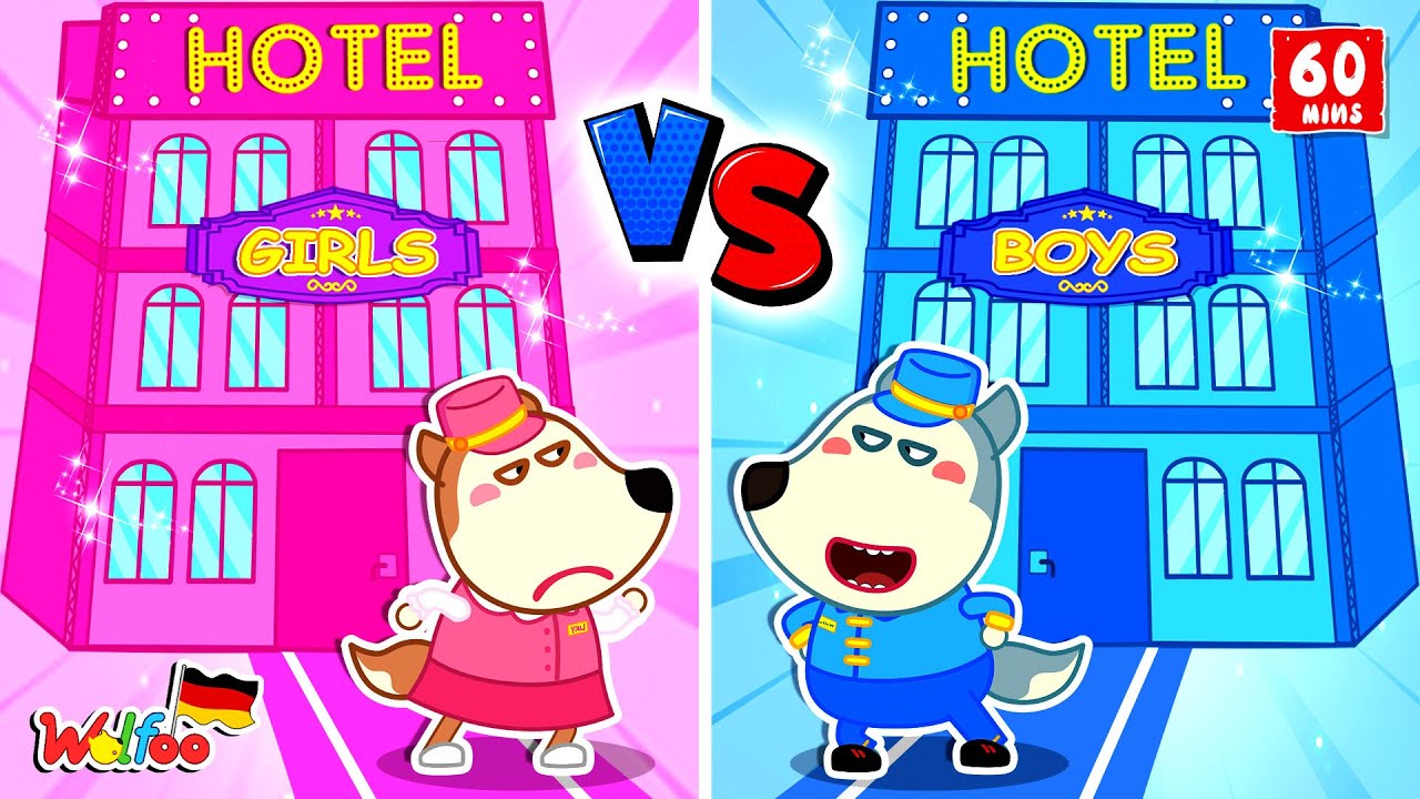 Wolfoo Geschichte🐺 Pink vs Blue Toy Hotel Challenge – Lustige ...