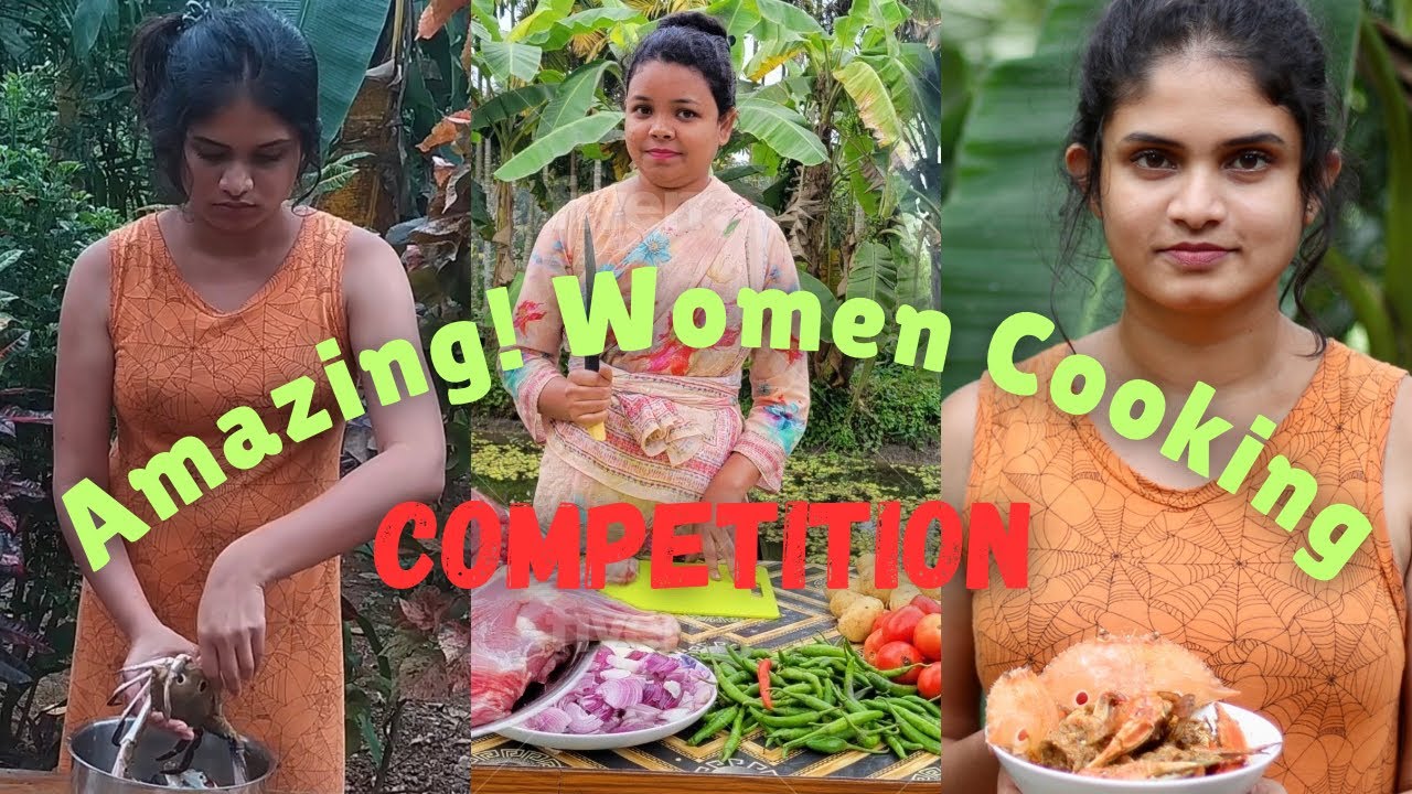 Amazing! Generous Village Women Cooking Competition! Crabs, Fish, Goat ...