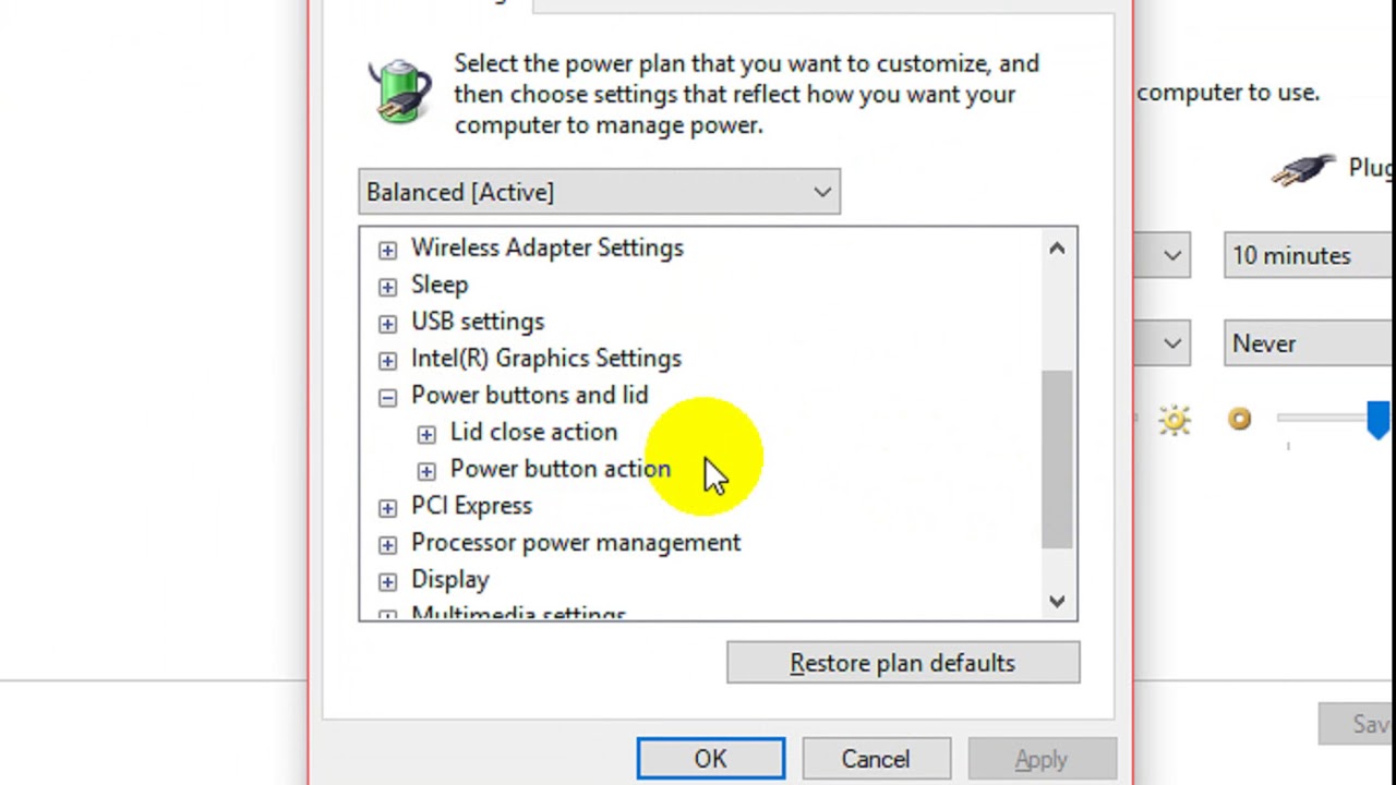 How to Set Power Button to turn off Display in Windows 10 - YouTube