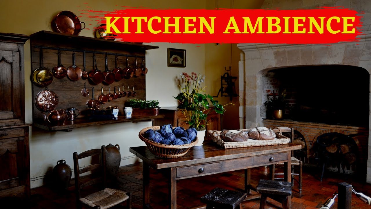 KITCHEN AMBIENCE ASMR ,Wood Burning Stove Sounds, Cook ,Liquid Sounds ...