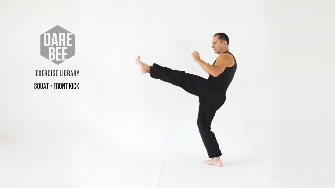 Exercise Library: Squat + Front Kick - YouTube