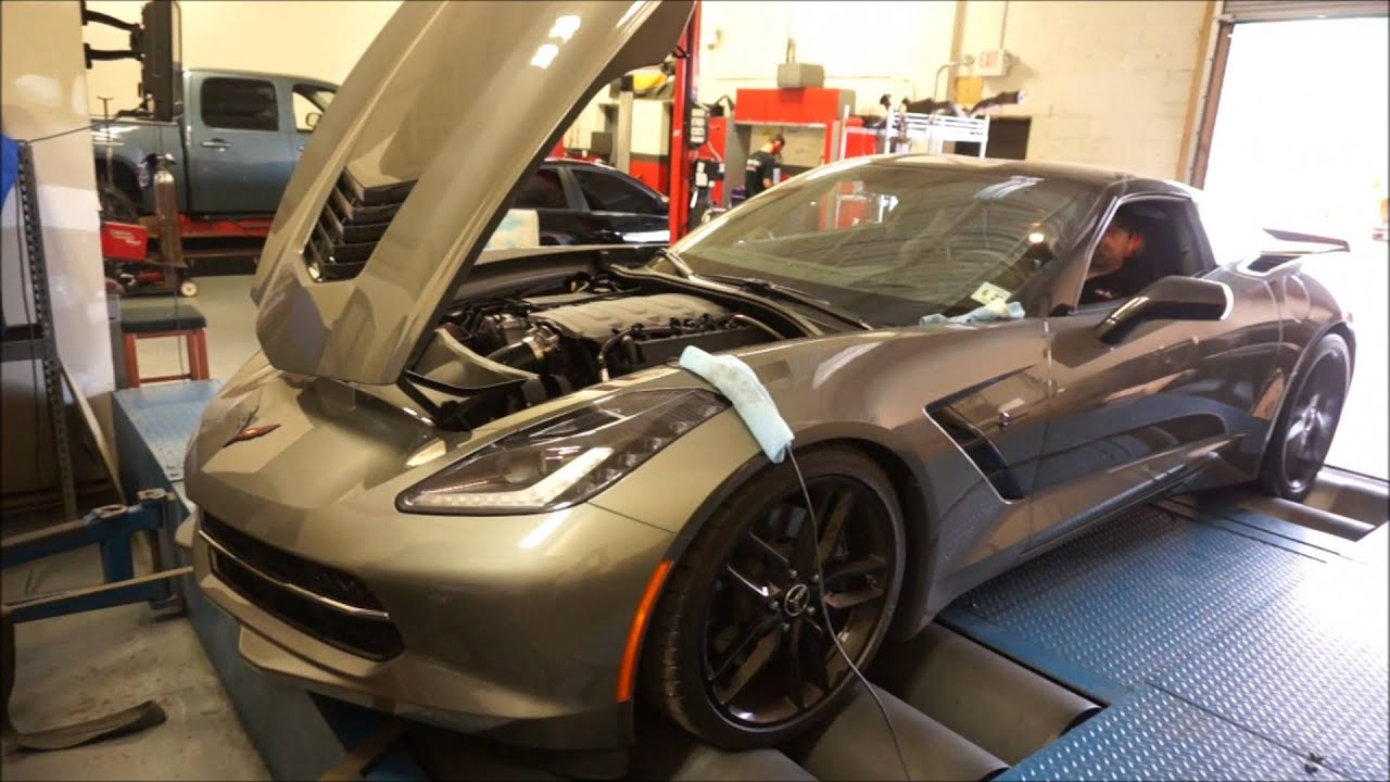 Procharged 2015 C7 Stingray before and after dyno - YouTube