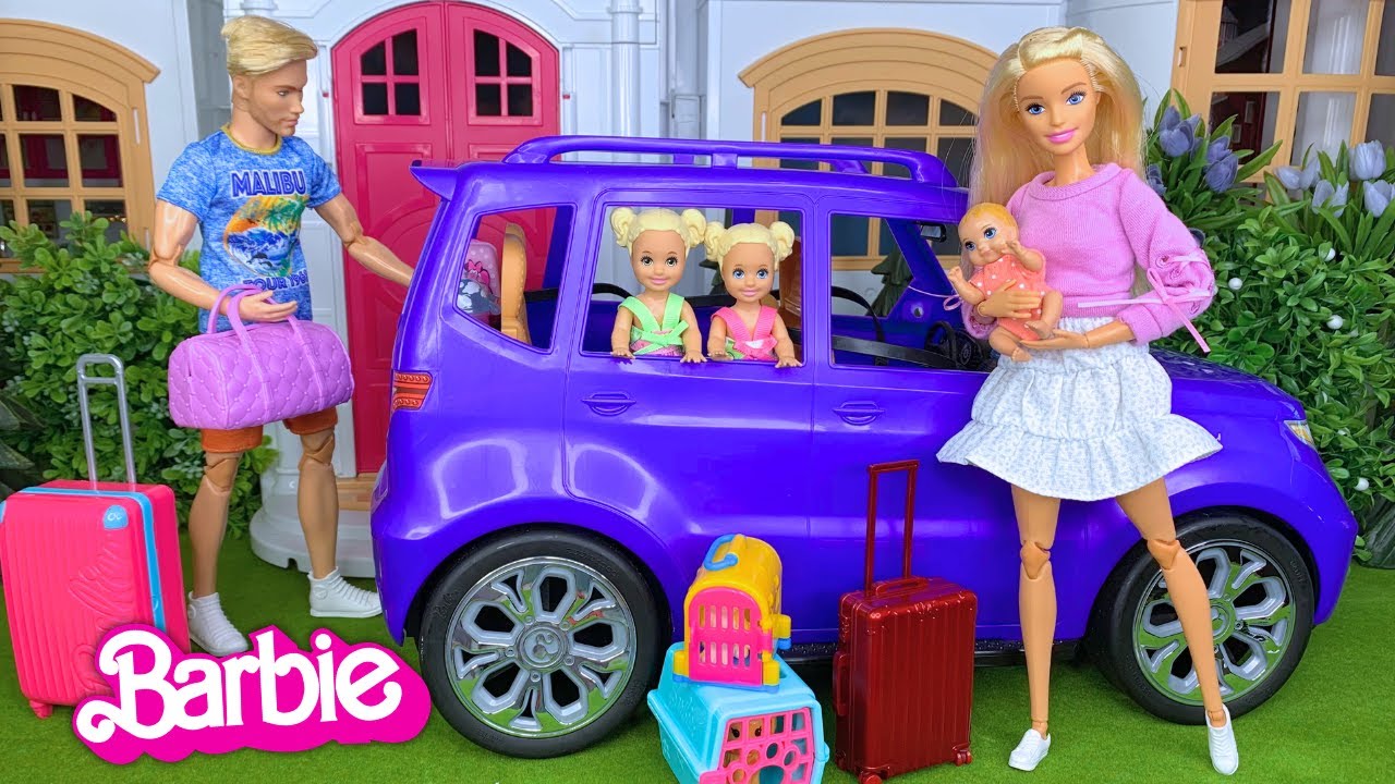 Barbie & Ken Doll Family Packing Bags for Vacation - YouTube