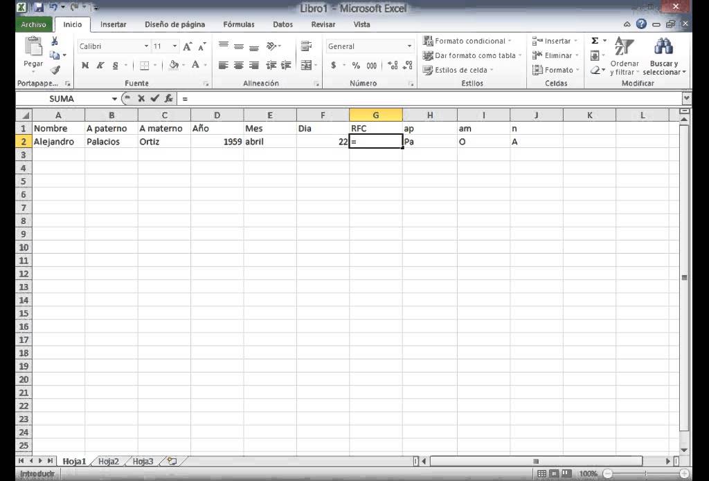 practica excel formar el RFC - YouTube