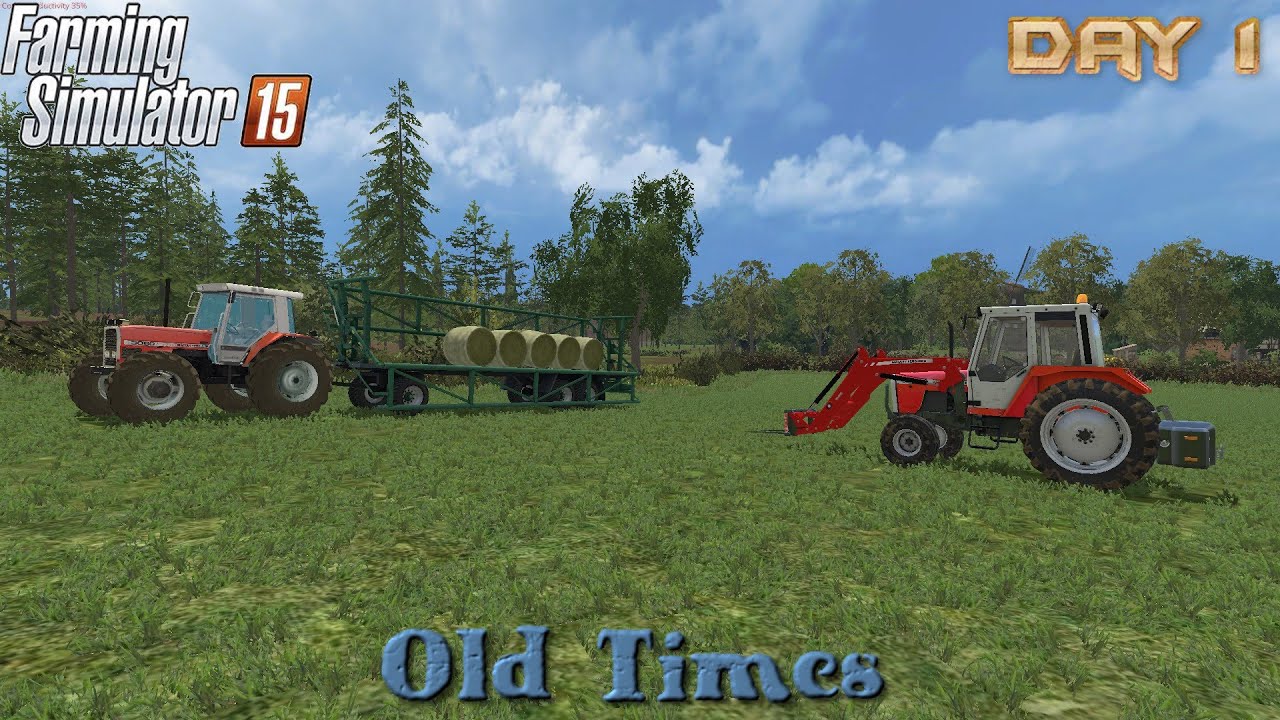 FS15 Old Times Farm Diaries Day 1 #2 Putting up the bales - YouTube