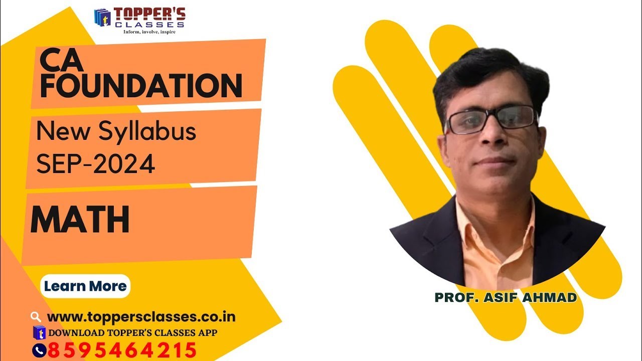 CA FOUNDATION | MATHS | NEW SYLLABUS | 21-07-2024 | SEP. 24 - YouTube