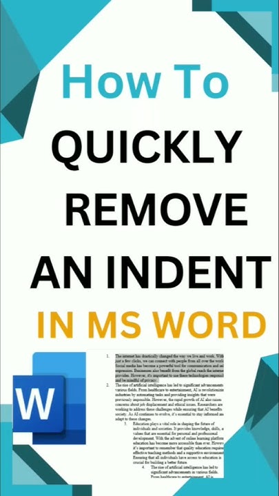 How To Remove an Indent In Ms Word - YouTube