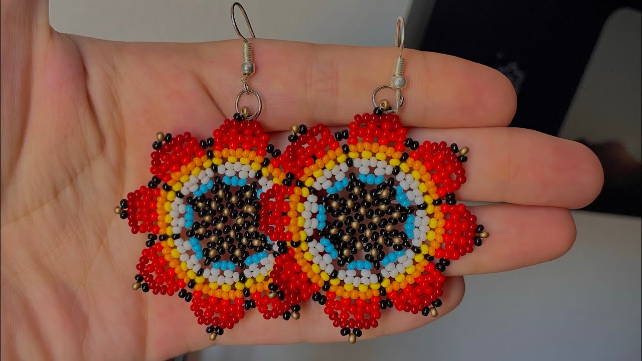 Como hacer aretes en mostacilla pasó a paso - YouTube