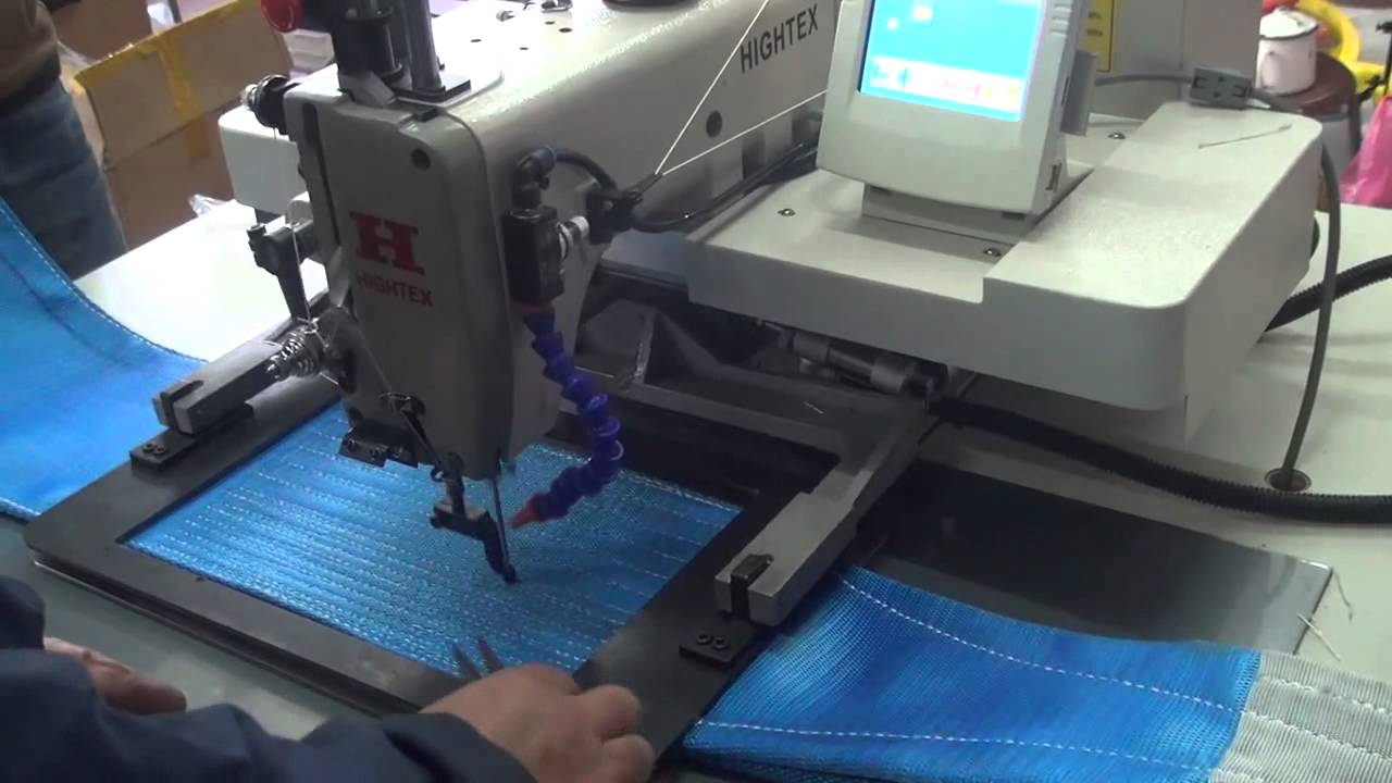 Automatic lashing strap sewing machine with large working area - YouTube