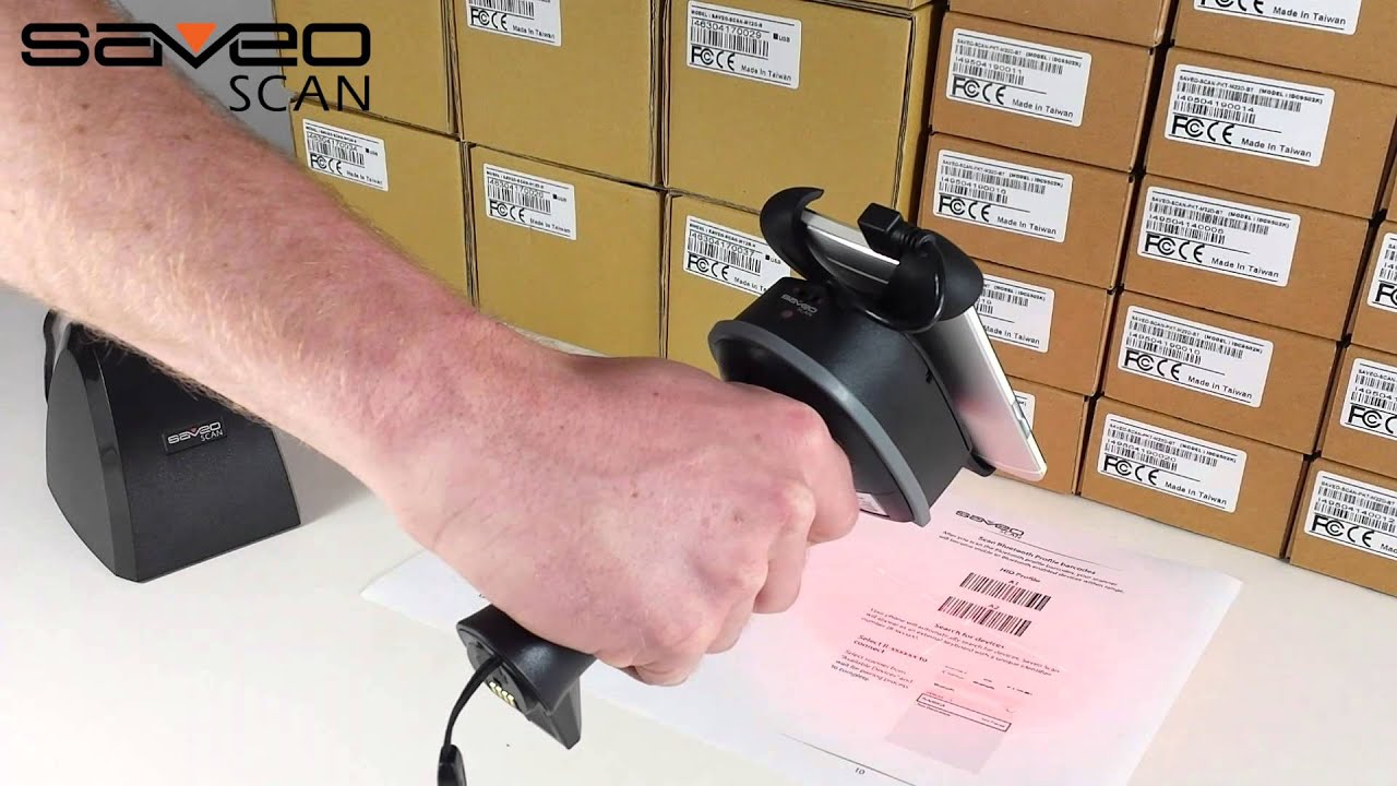 Cómo conectar el lector de código de barras Saveo Scan a través de Bluetooth - YouTube