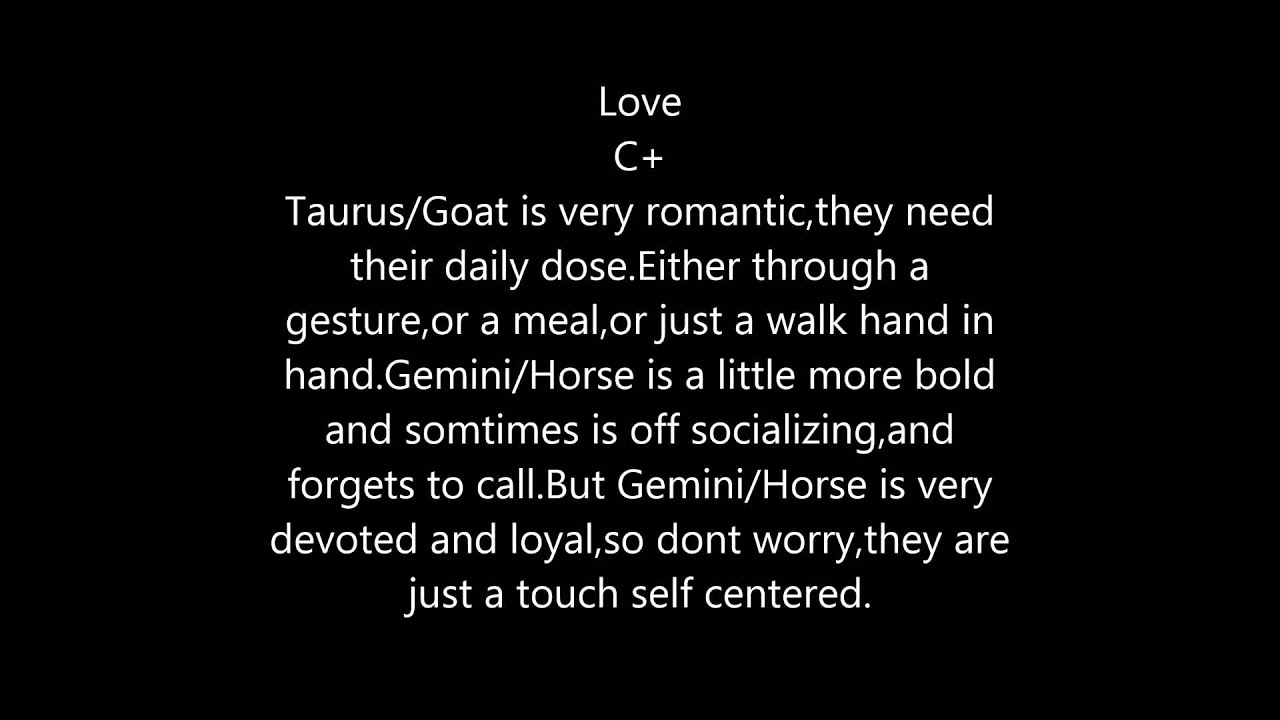 Taurus / Goat & Gemini / Horse Compatibility - YouTube