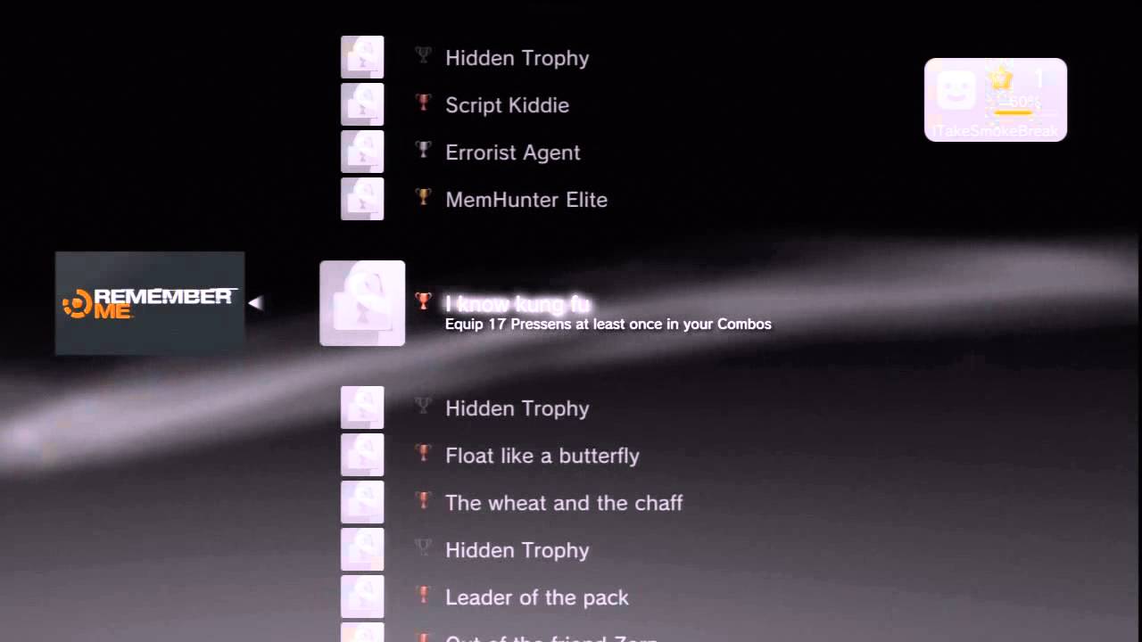 REMEMBER ME[PS3] Trophy List - YouTube